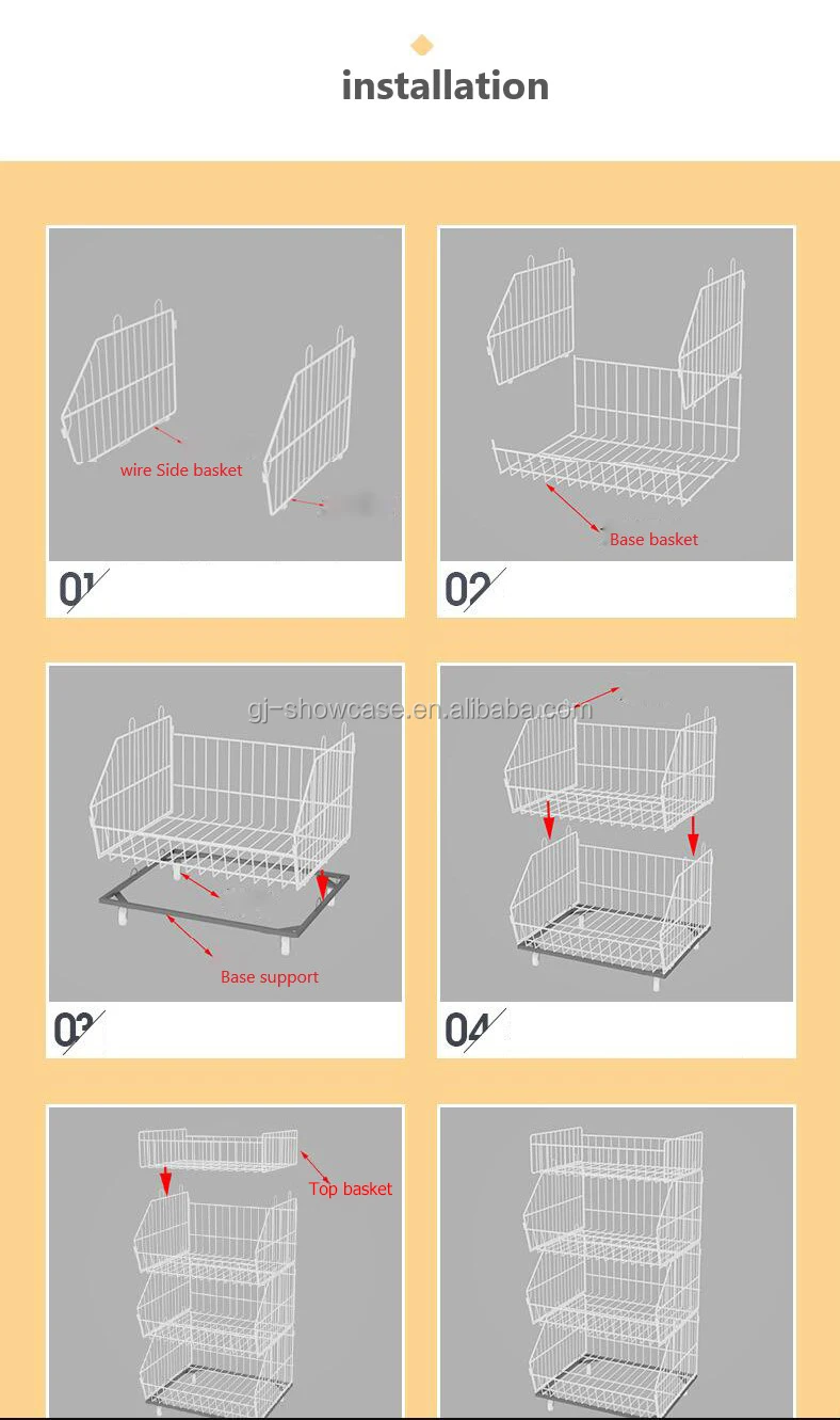 Wire Mesh Storage Stacking Display Cage Stand with Wheels