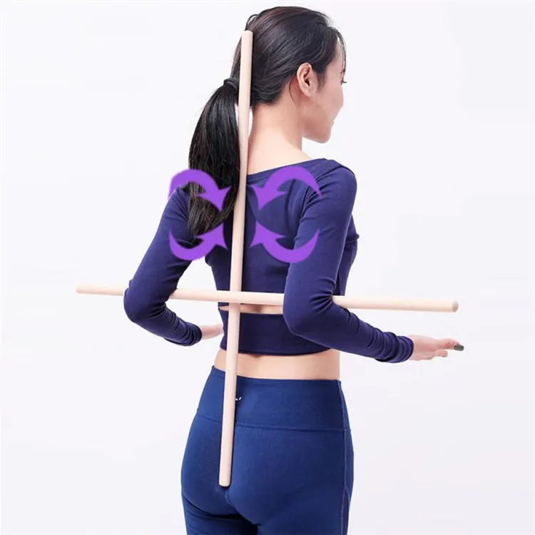 Shoulder Back Adjustable Therapy Posture Corrector Wooden Stick Yoga ...