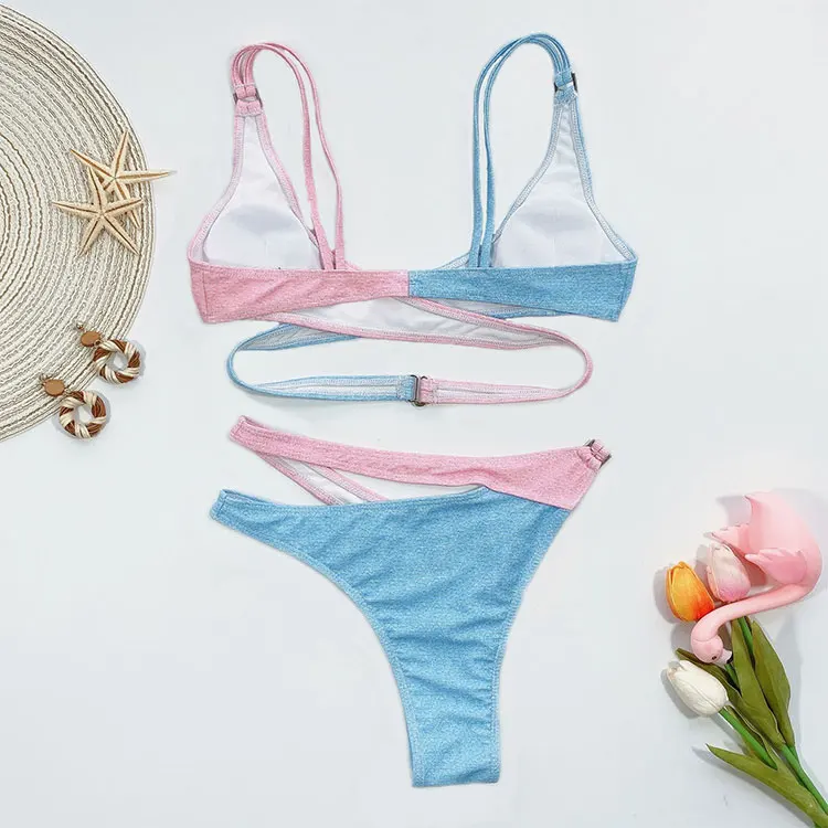 Patchwork Contrast Color Sexy Bikini Set Woman Swimwear 2021 Buy