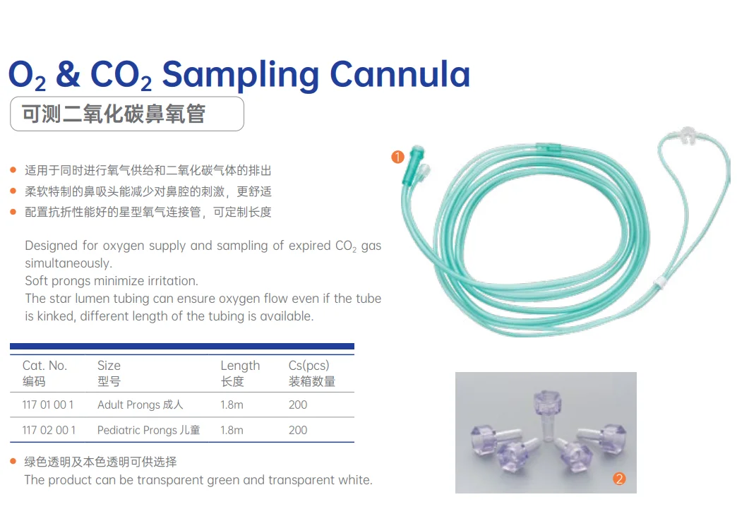 Nasal Oxygen CO2 Sampling Cannula Disposable O2/CO2 Sampling Cannula ...
