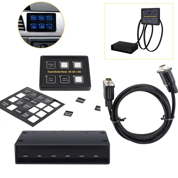 Car Boat Truck Caravan 12v 24v 6 Gang Led Touch Screen Slim Switch ...