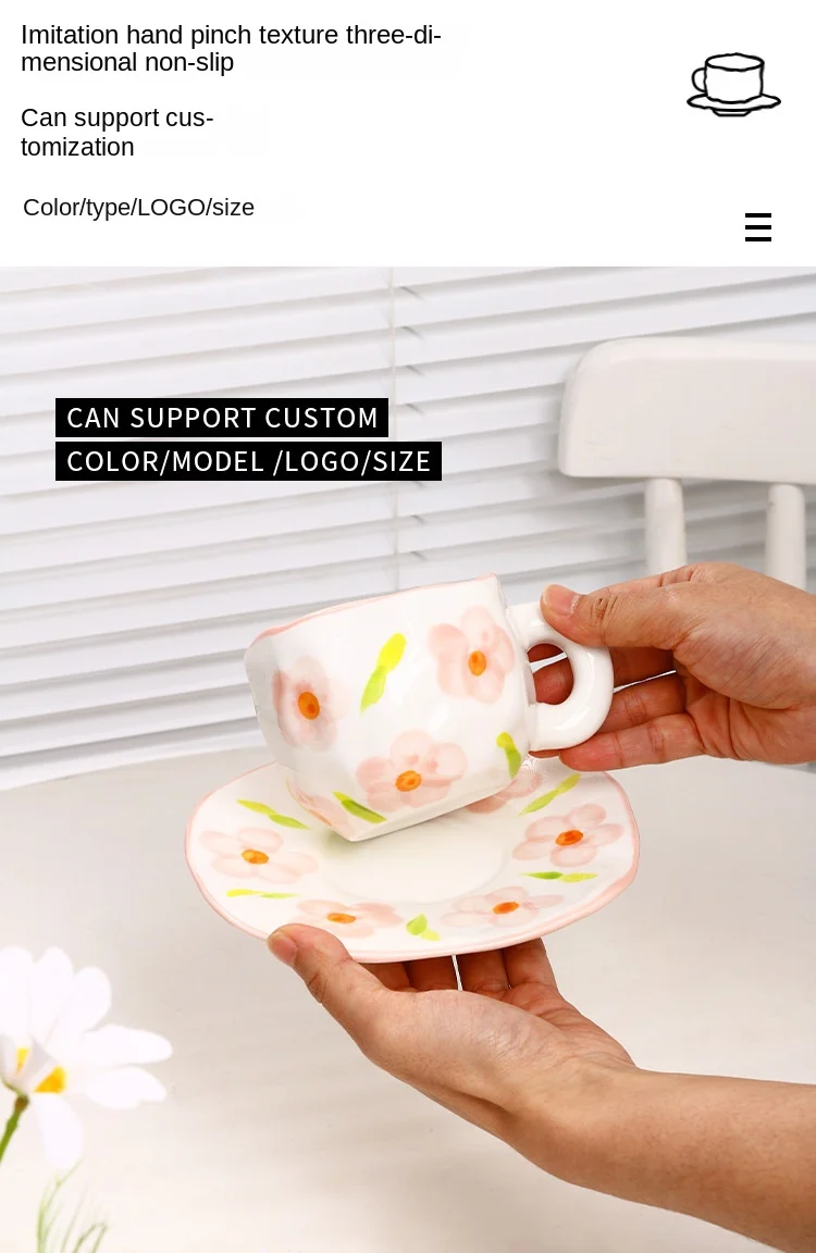 Hand-Painted Cartoon Mesh Tulip Floret Blue Sky White Clouds Underglaze ...