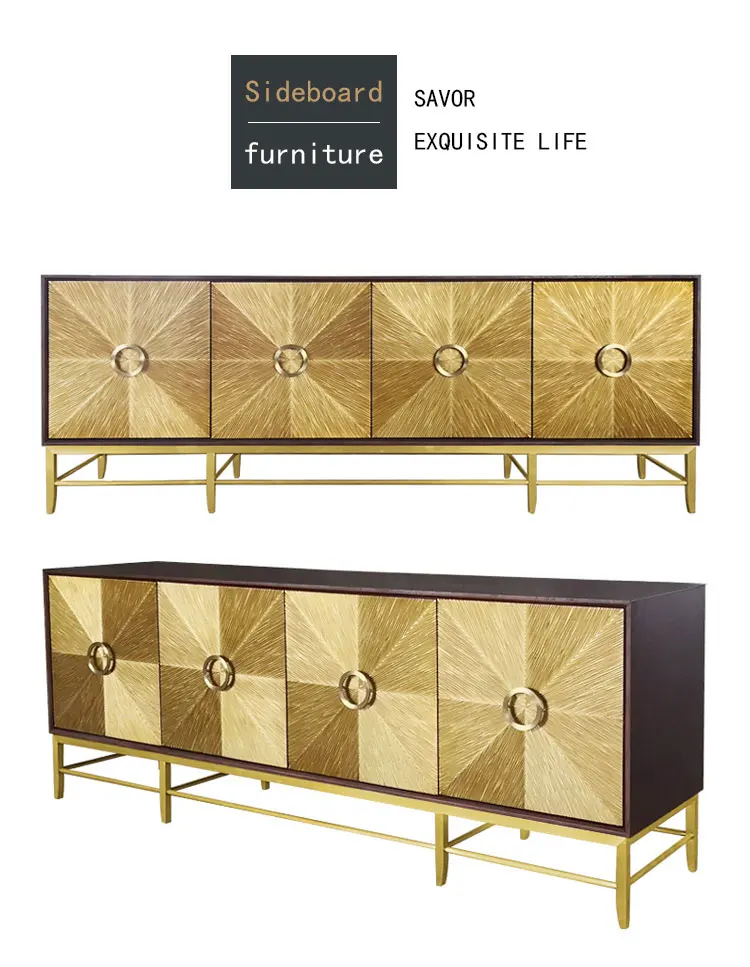 Gold Schrank - Luxury Living Room Cabinet with Wood & Gold