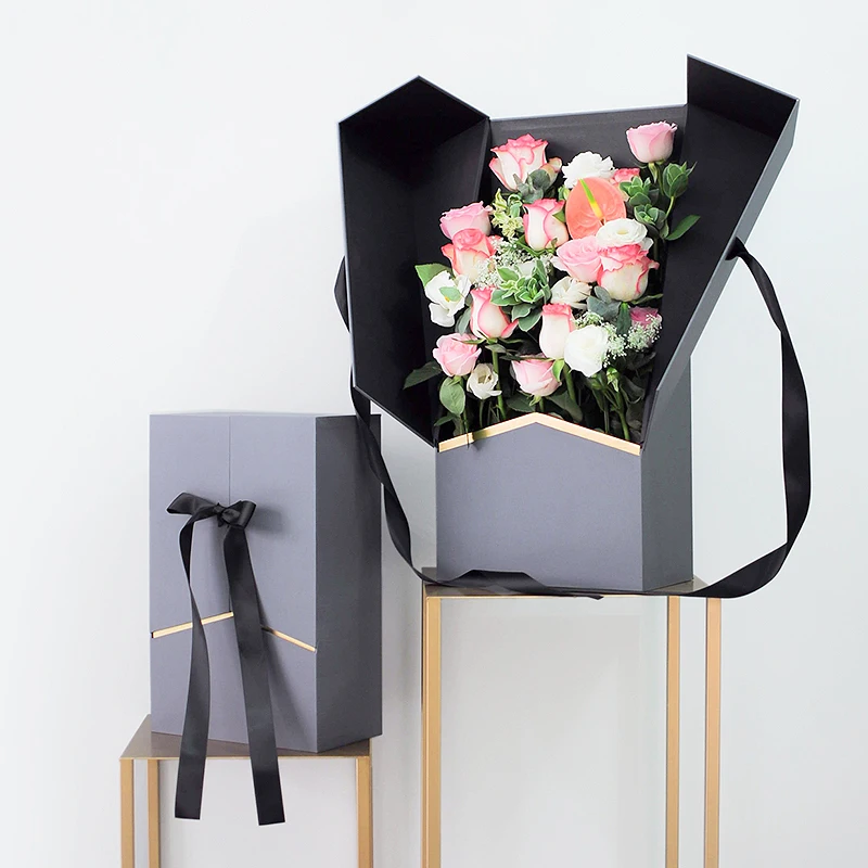 Factory Custom Cardboard Rectangular Rose Packing Paper Flower Box With ...