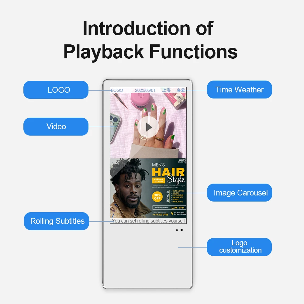 Elevator Advertising Display Smart Slim Screen 23.6 Inch Indoor Wall ...