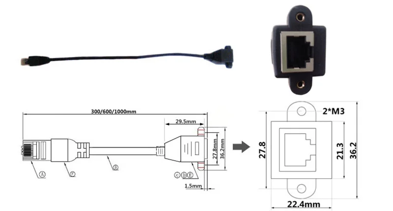 Free Sample Panel Mount Rj45 Male To Rj45 Female Extension 8p8c Network ...