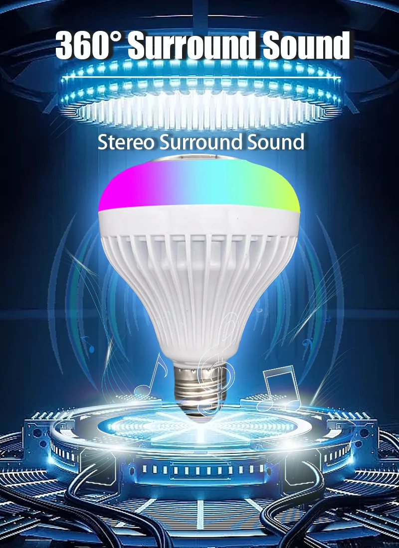 Wireless Music Speaker Bulb Remote Control Led Bulb E27 Rgb Lamp ...