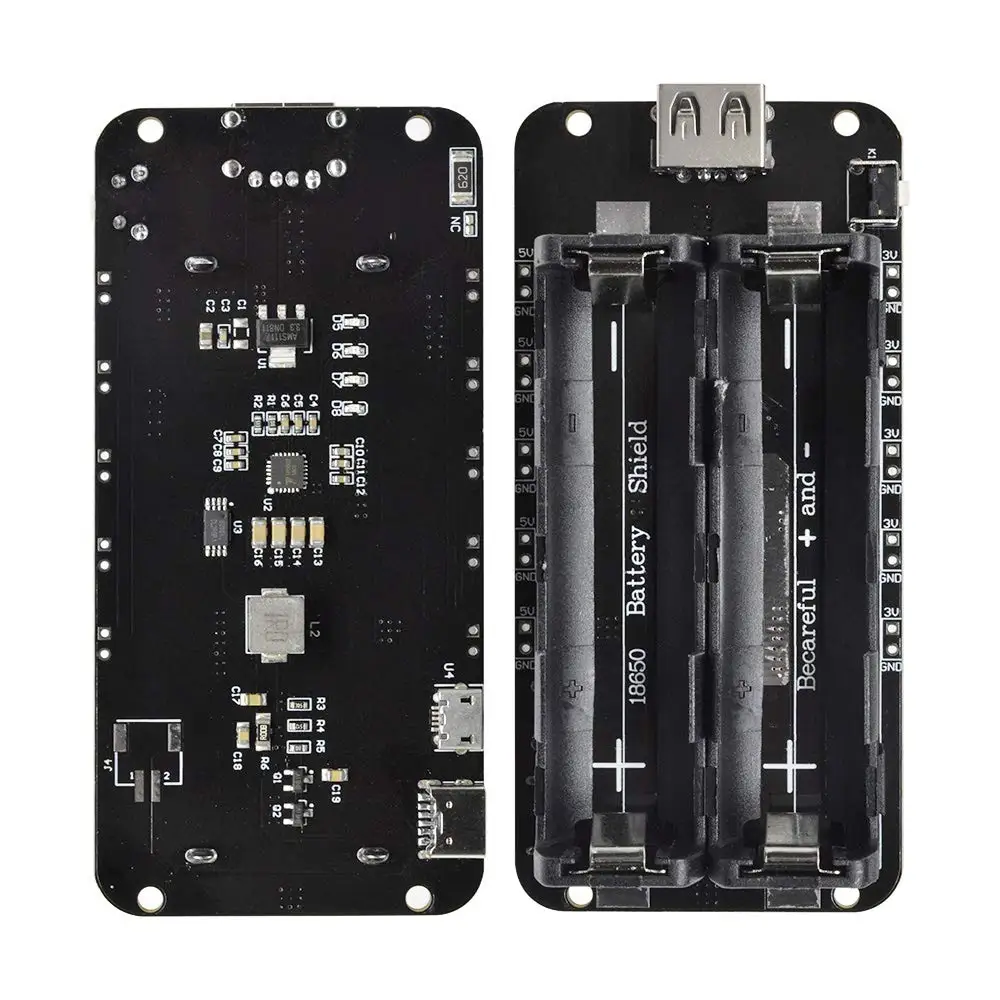 더블 18650 V8 리튬 배터리 쉴드 마이크로 Usb 5v3a 3v1a 전원 은행 배터리 충전 모듈 Esp32 Esp8266 Buy 더블 18650 V8 리튬