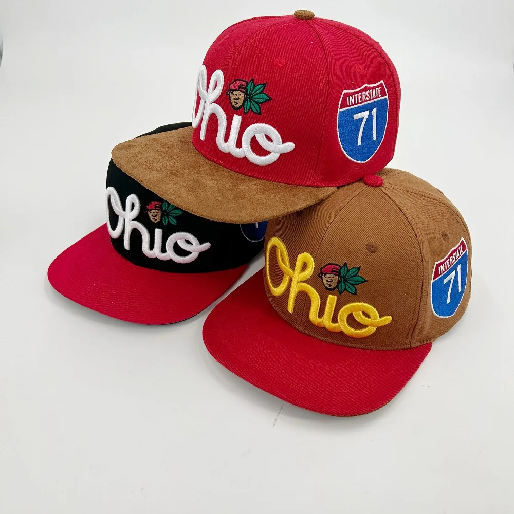 Custom High Quality 3d Puff Embroidery Acrylic Snapback Caps Structured ...