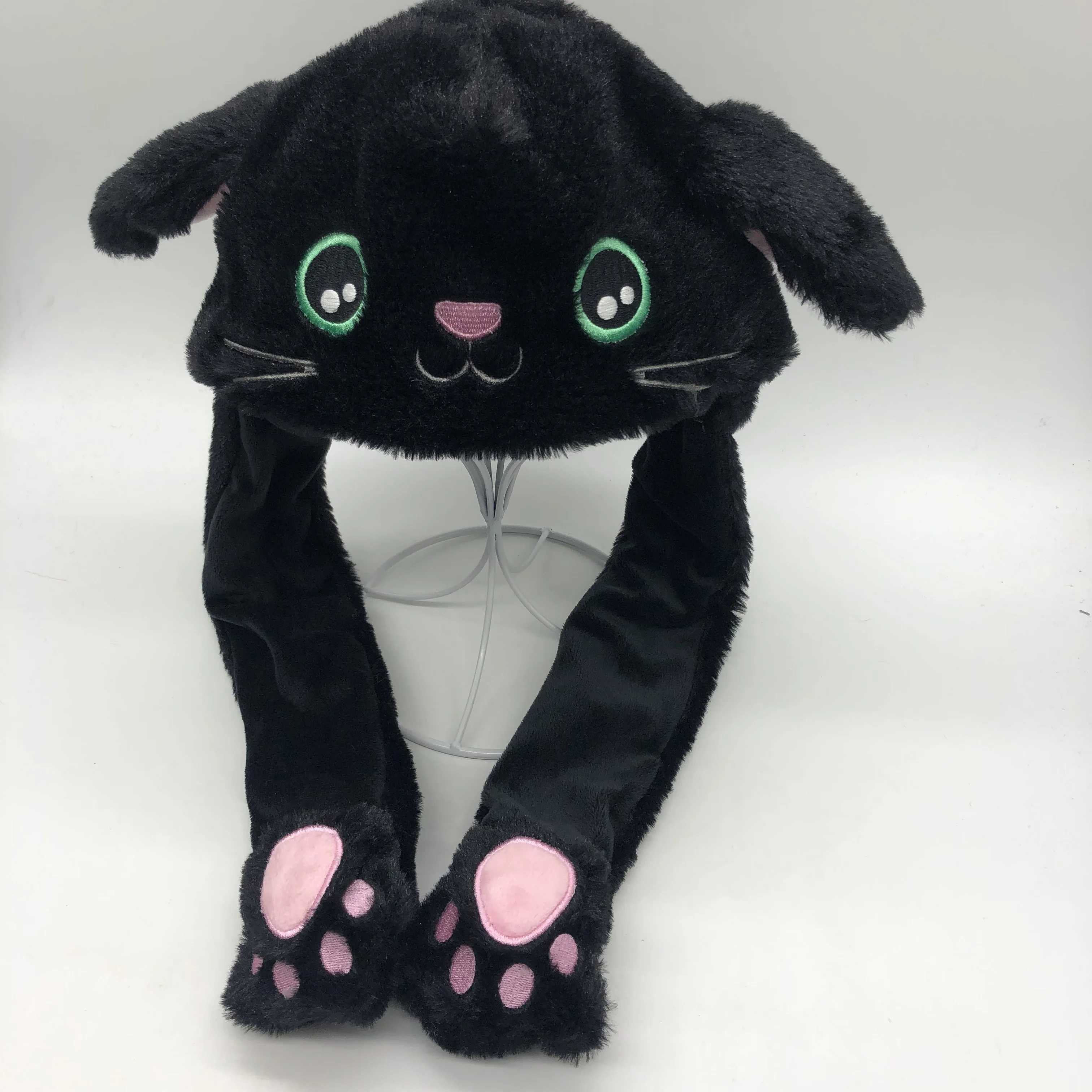 Funny Cute Animals Toys Plush Hat - Movable Jumping Cat Ear