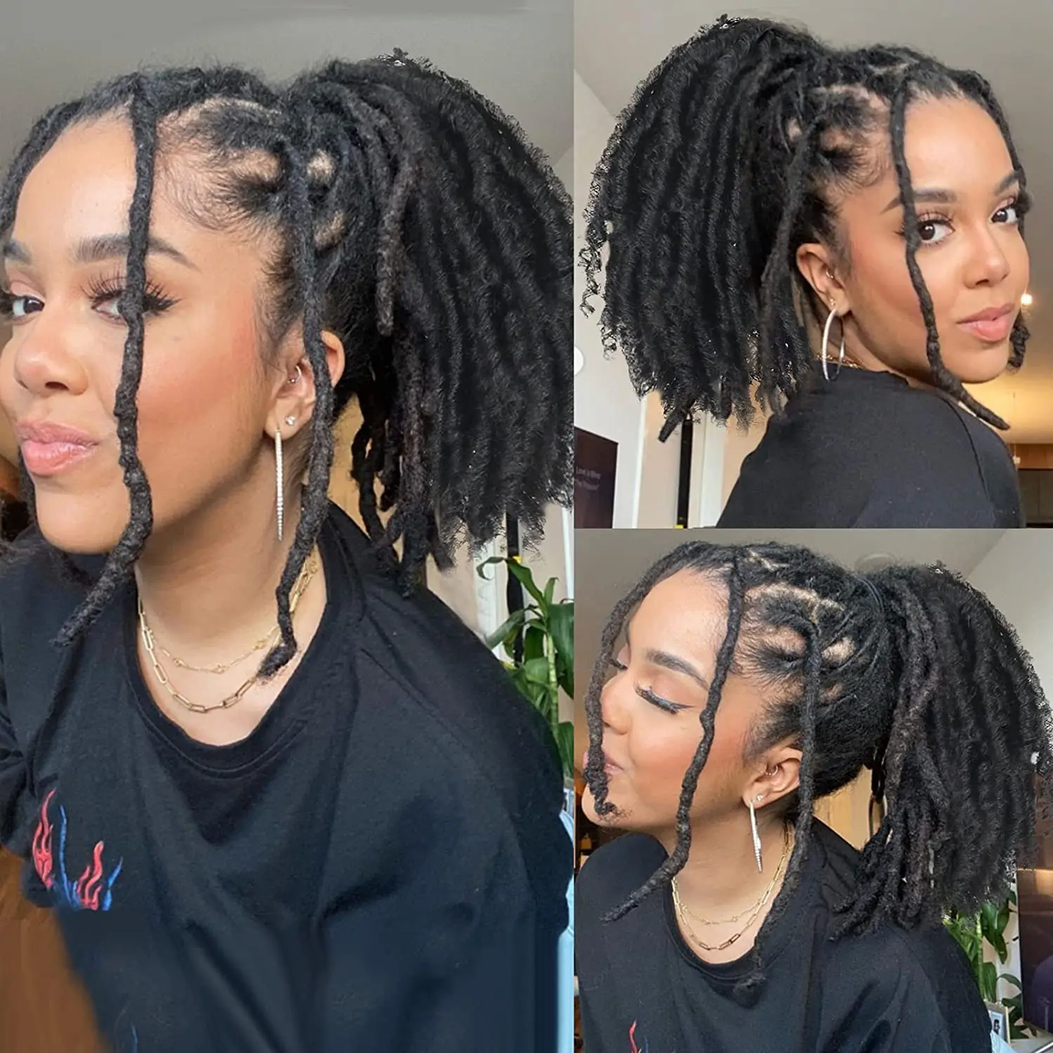 Dreadlock Ponytail Extensions For Women Black Drawstring Ponytail With ...