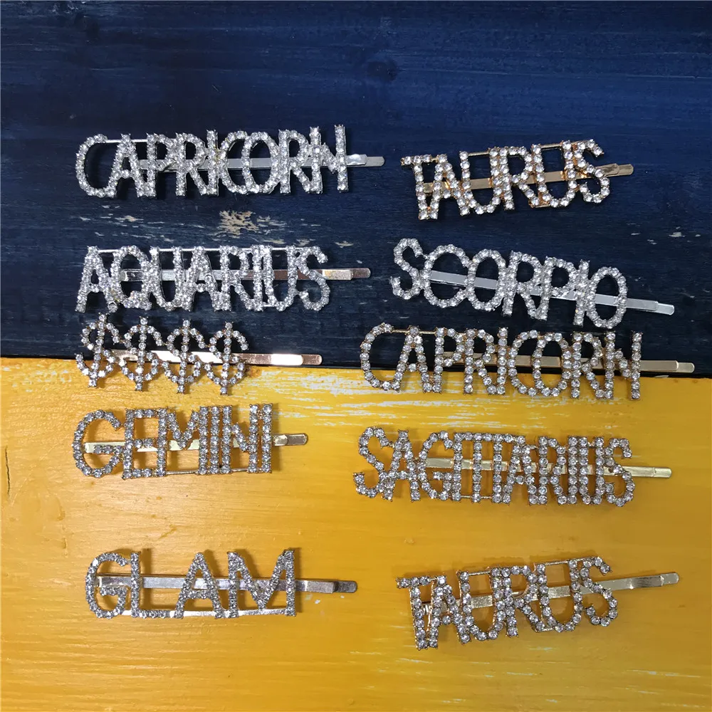 Custom Hair Pins With Words Rhinestone Letters For Hairpin Diamond ...