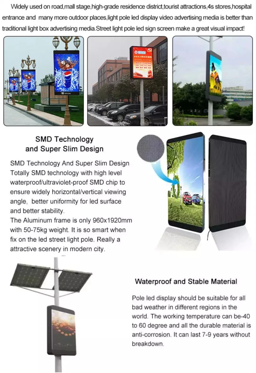 Outdoor LED Street Pole Advertising - P6 Digital Display