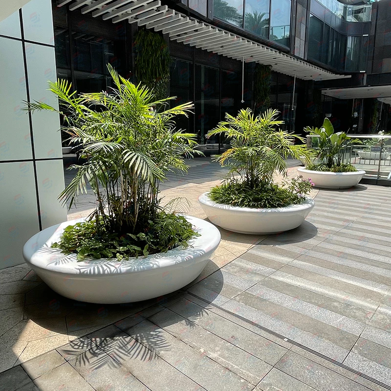 Outdoor Custom Large Round Fiberglass Planter Pot Decor