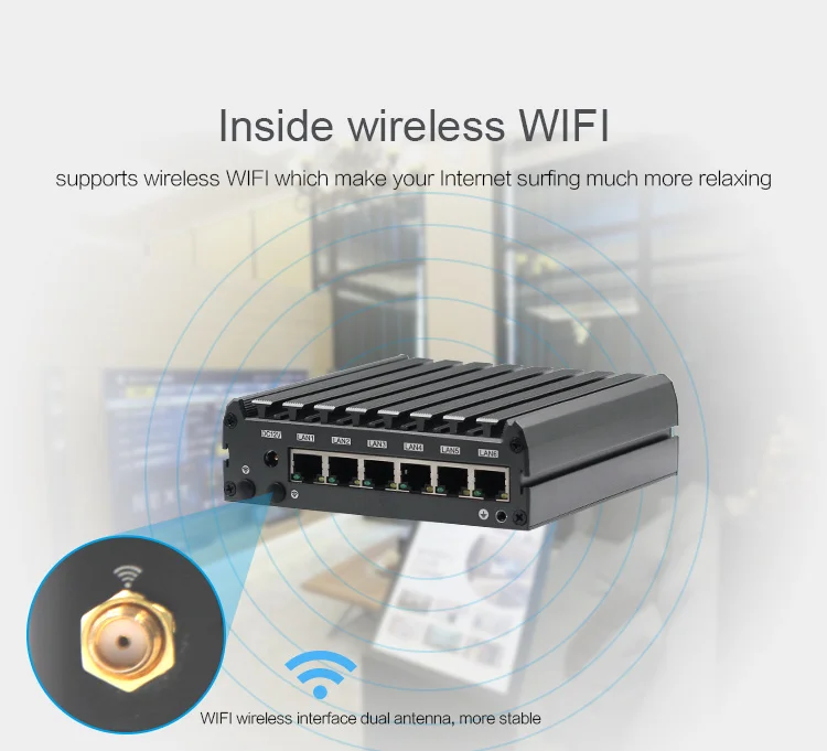 Fanless Industrial Mini Pc 6 Lan With 2usb 1rs232/485 J1900 Processor 6 ...