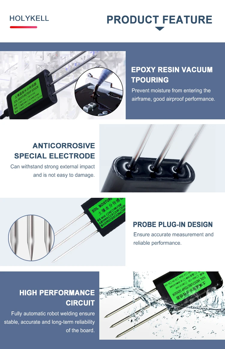 Holykell industrial-grade MODBUS-RTU RS485 Soil Moisture & Temperature & EC Sensor| Alibaba.com