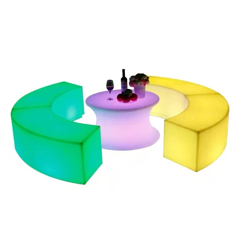 Color Changing LED Illuminated Curved Bench - Modern Furniture