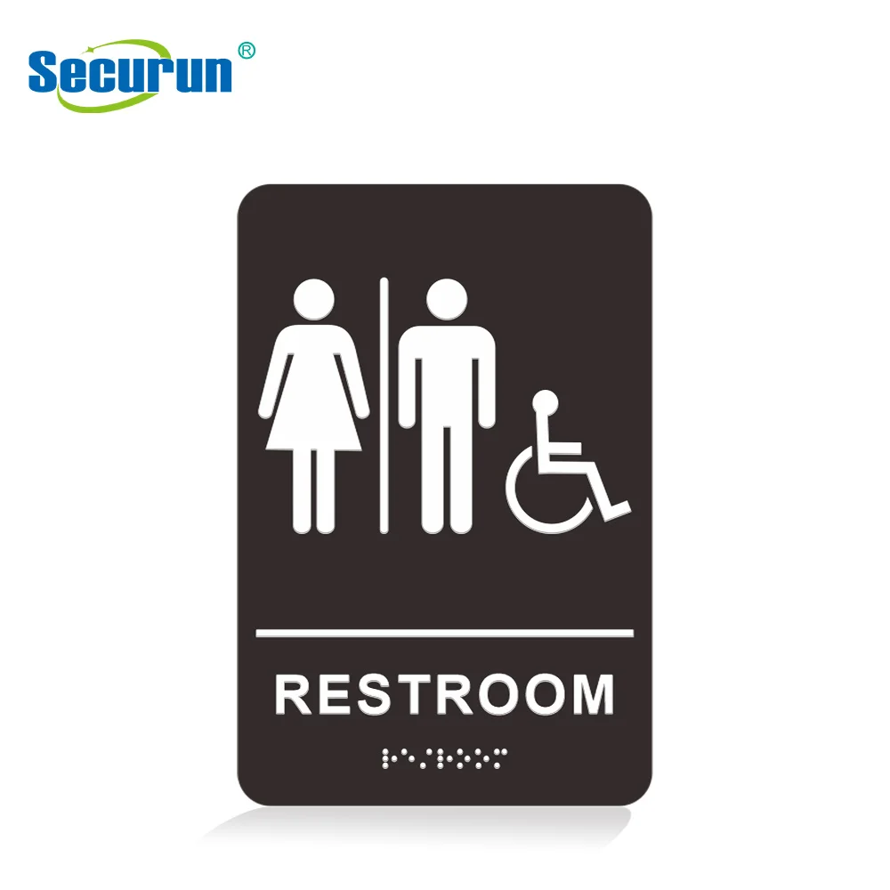 ADA Compliant Braille Restroom Sign-Black Acrylic Bathroom Sign with ...