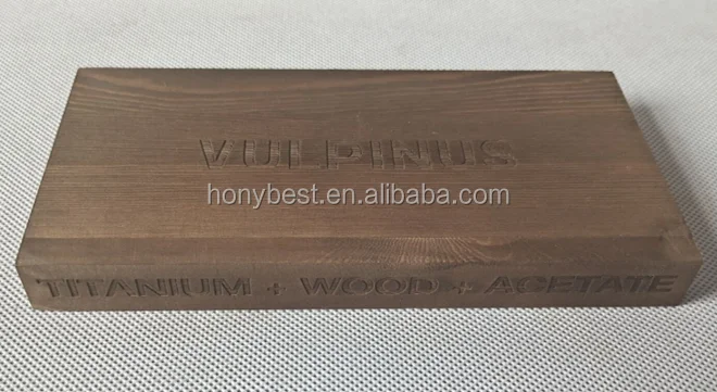 Customized Printing Black Logo Pine Wood Block Display Stand Wholesale