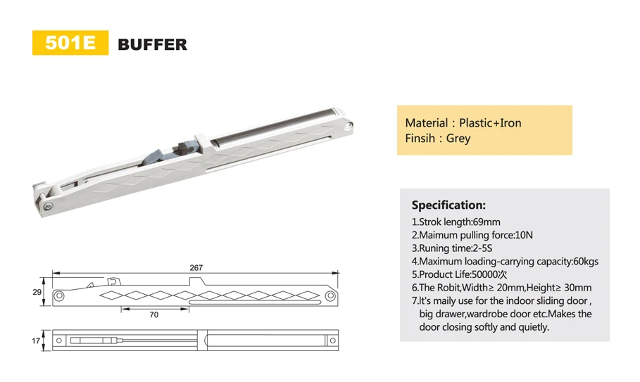 501e High Quality Slide Damper Sliding Door Buffer - Buy Sliding Door ...