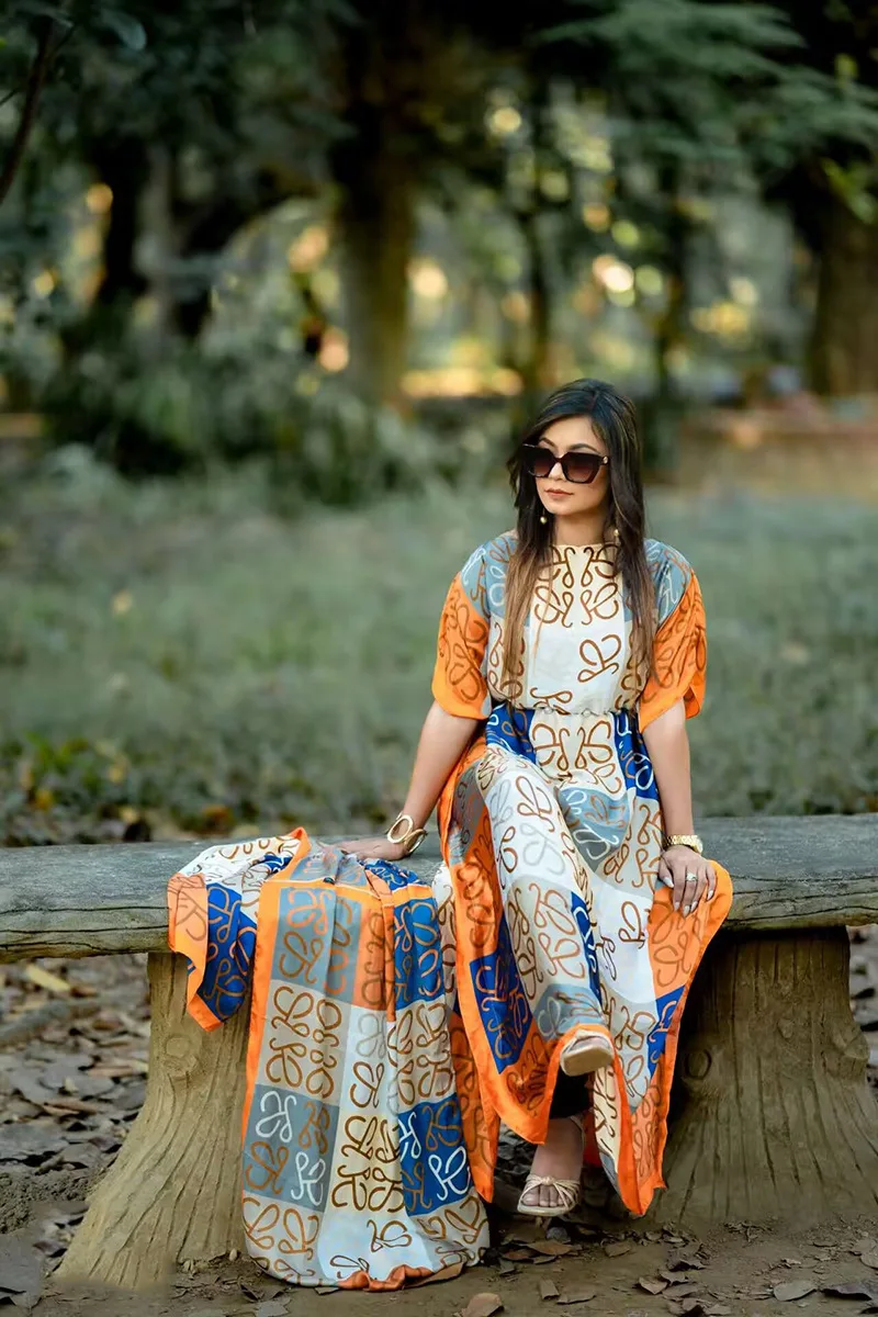 PROMISTAR 2025 Wholesale Luxury Designer Silk Printed Robe