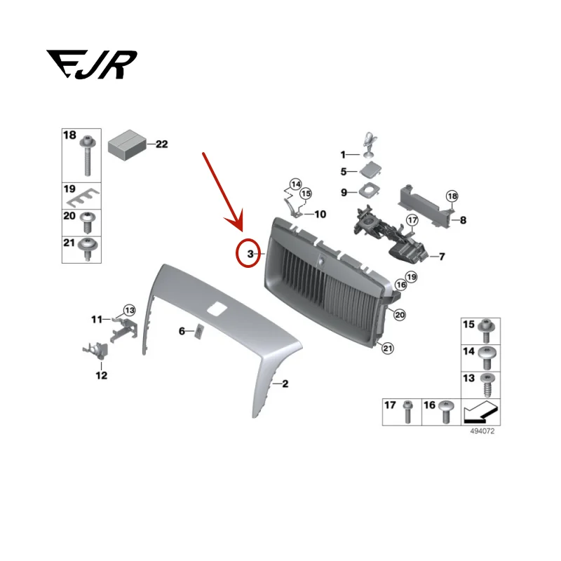 51117301356 for Rolls-Royce Grille Wraith - High Quality Auto Parts