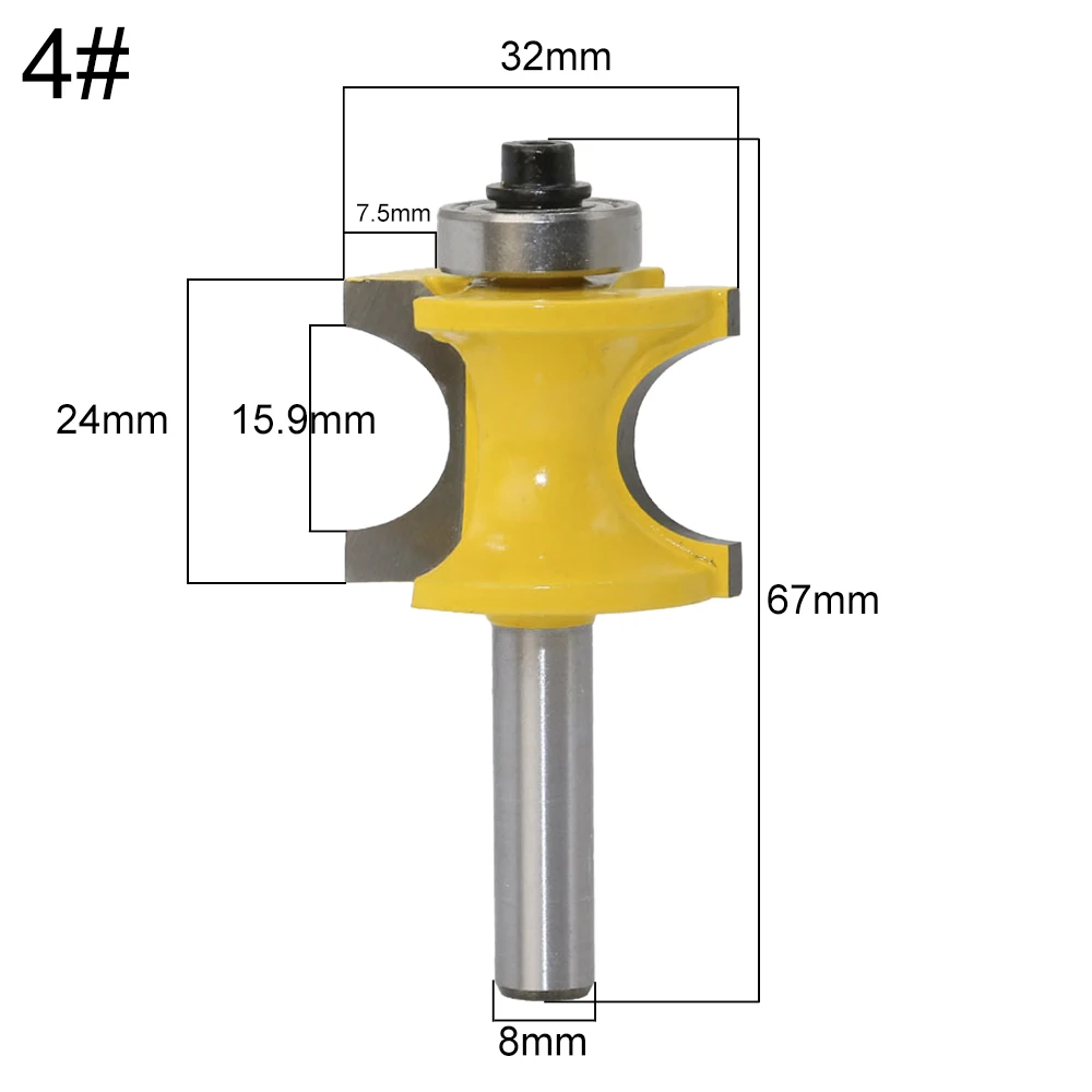Half Round Bullnose Router Bit 8mm Shank 2 Flute Woodwork Milling ...