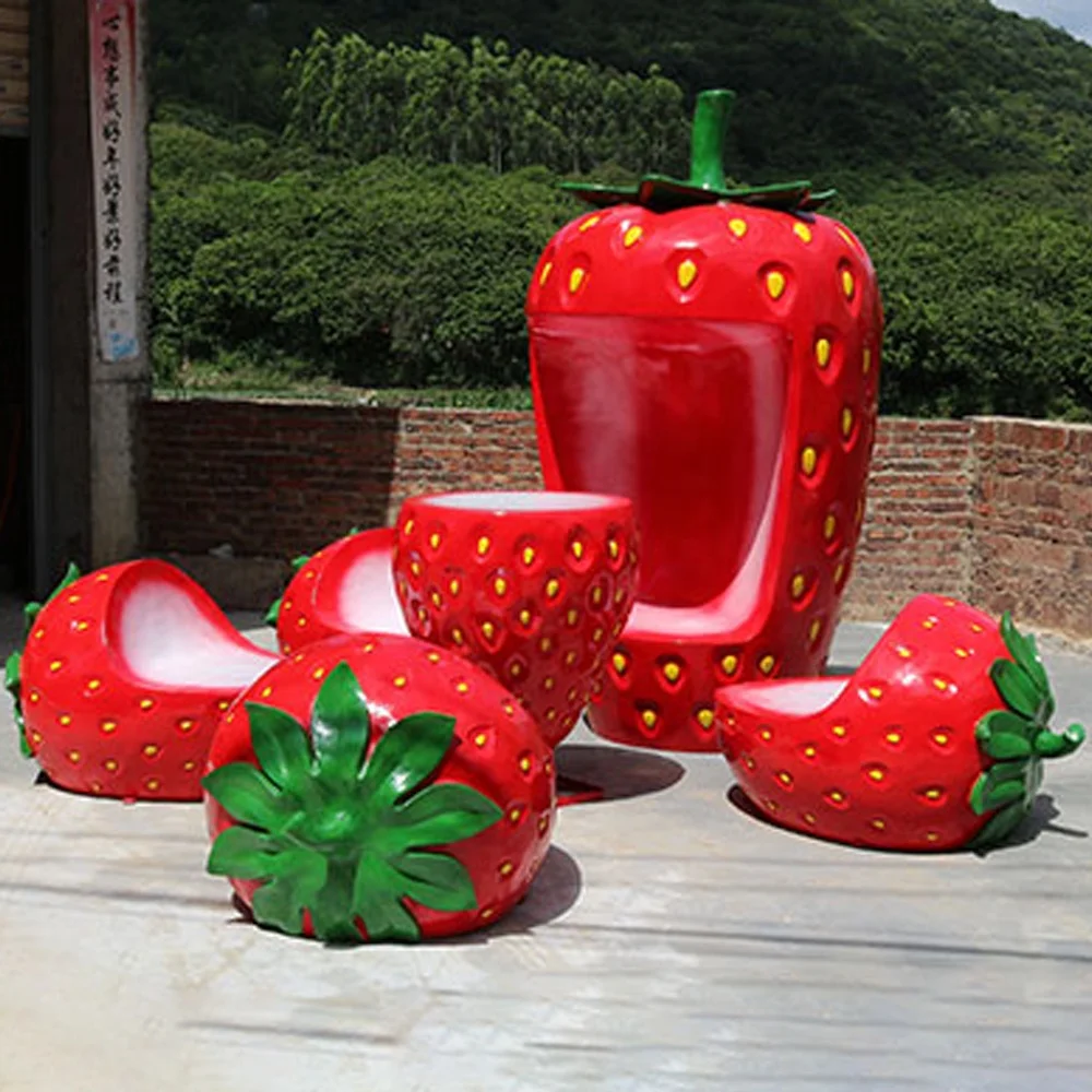 Outdoor Fruit Statue - Strawberry Chair for Garden Decor
