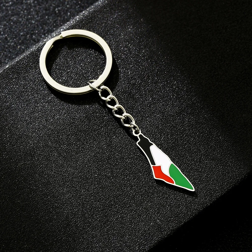 Israel Palestine Map Falg Pendant Keychain Stainless Steel Country Map ...