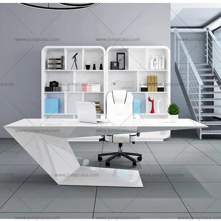 High Tech White Executive Office Desk - Modern & Stylish