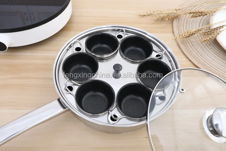 6 Cups Stainless Steel Non Stick Egg Poacher - Kitchen Gadget