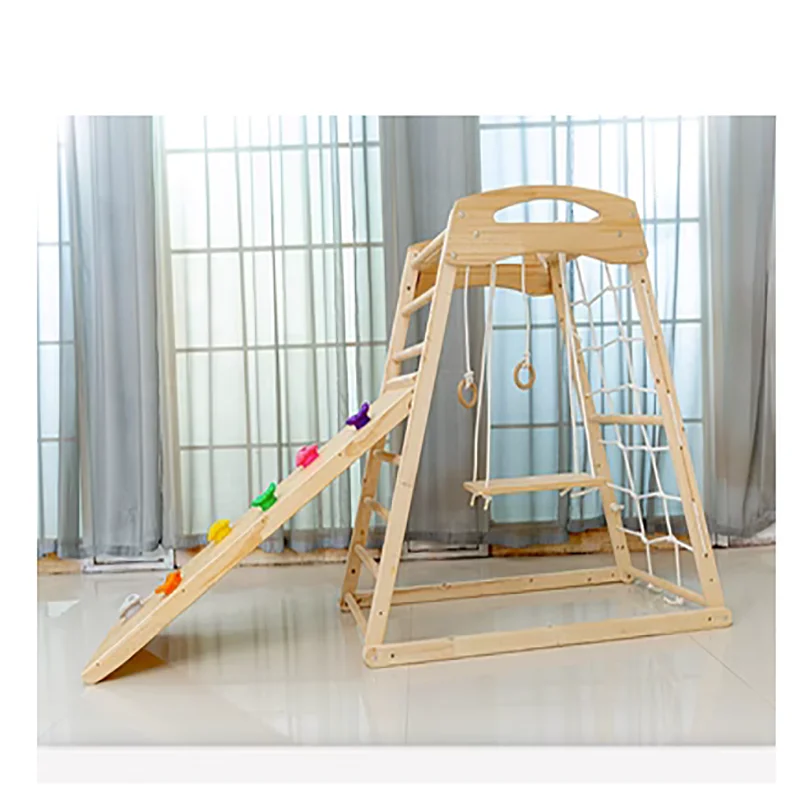 Wood Climbing Frame Playground Indoor Children's Pickler Gym Swing ...