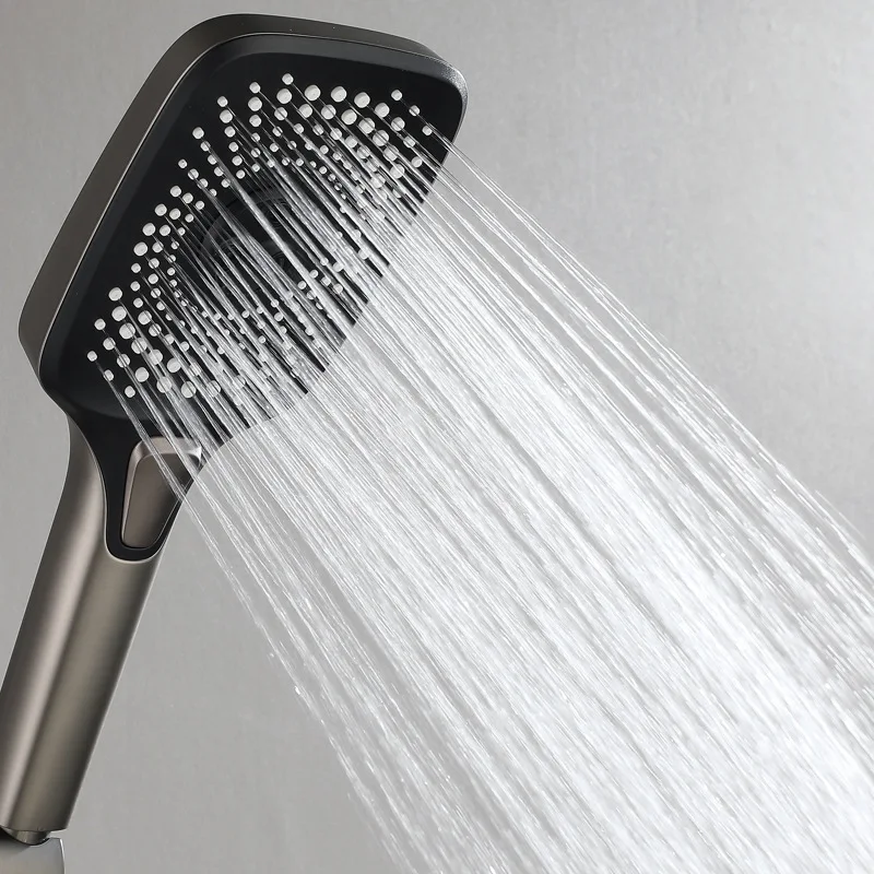 Luxury Matte Black Gray Brass Piano Shower Set with Hand Shower Soft ...