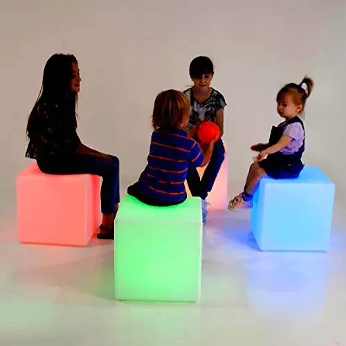 Modern Style Rechargeable LED Cube Bar Chair Plastic Light-Up Furniture ...