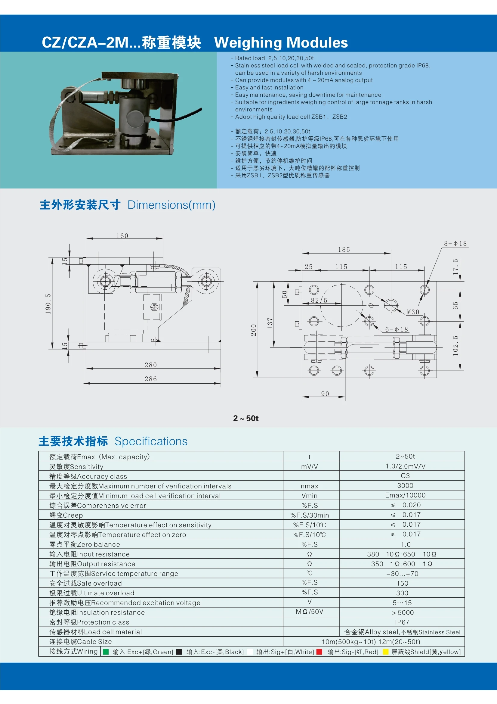 Weighing Module Sensor Load Cells 50 Ton for Concrete Batching Plant