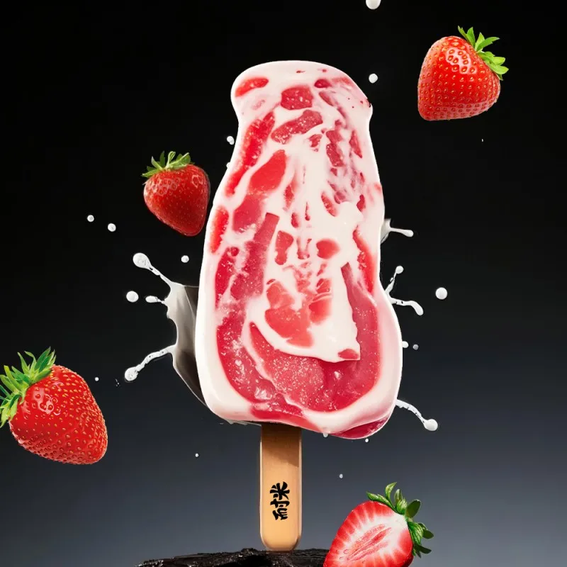 Niceme Strawberry Milk Flavored Ice Cream Steak Shape