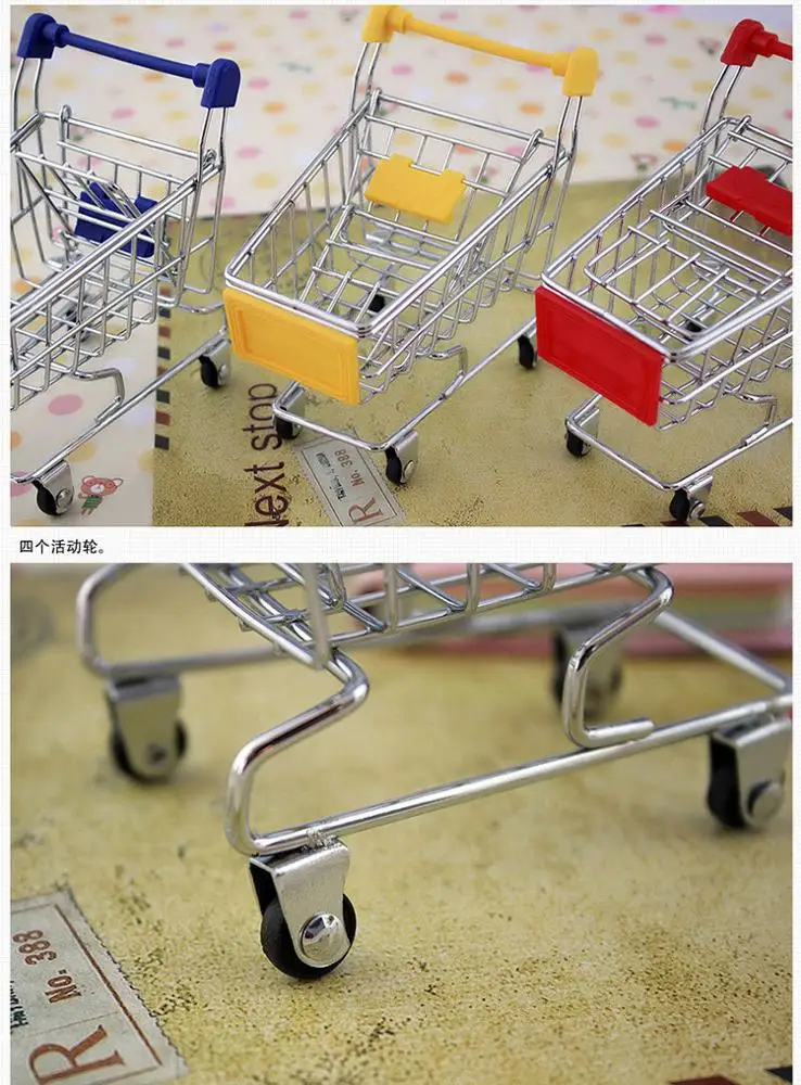 Mini Supermarket Hand Trolleys Mini Shopping Cart Desktop Decoration ...