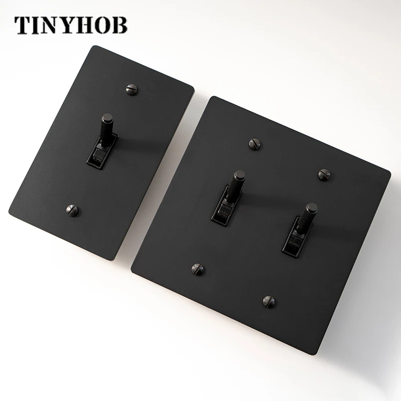 Black Brass Panel with US Standard Brass Knurled Toggle Switch