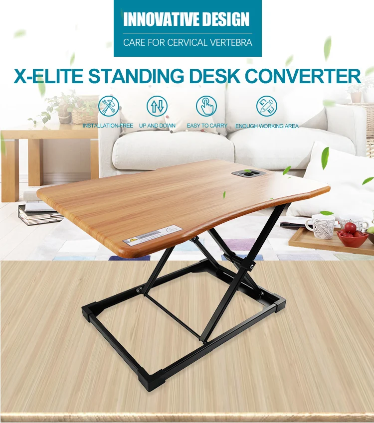 Adjustable Sit To Stand Office Desk Converter Hand Crank Table Lift ...