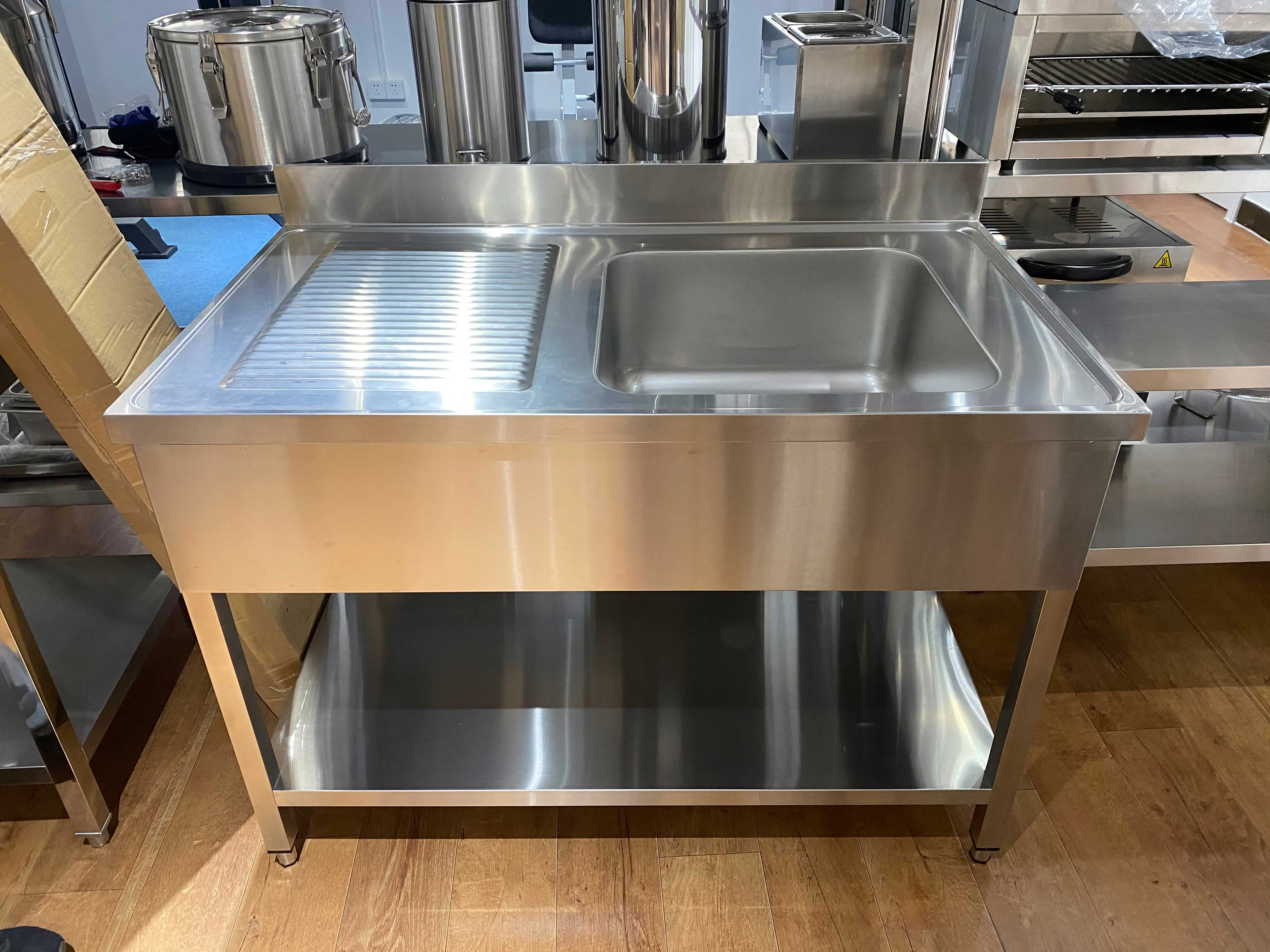 Stainless Steel Worktable with Sink Drain - Perfect for Canteens