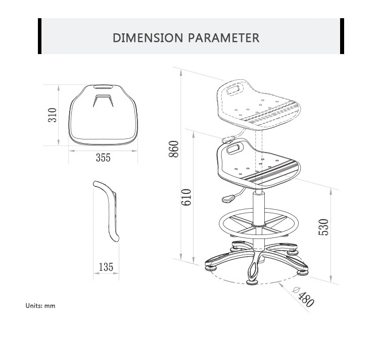 Laboratory Furniture - Adjustable Stool with ESD Chair Cushion