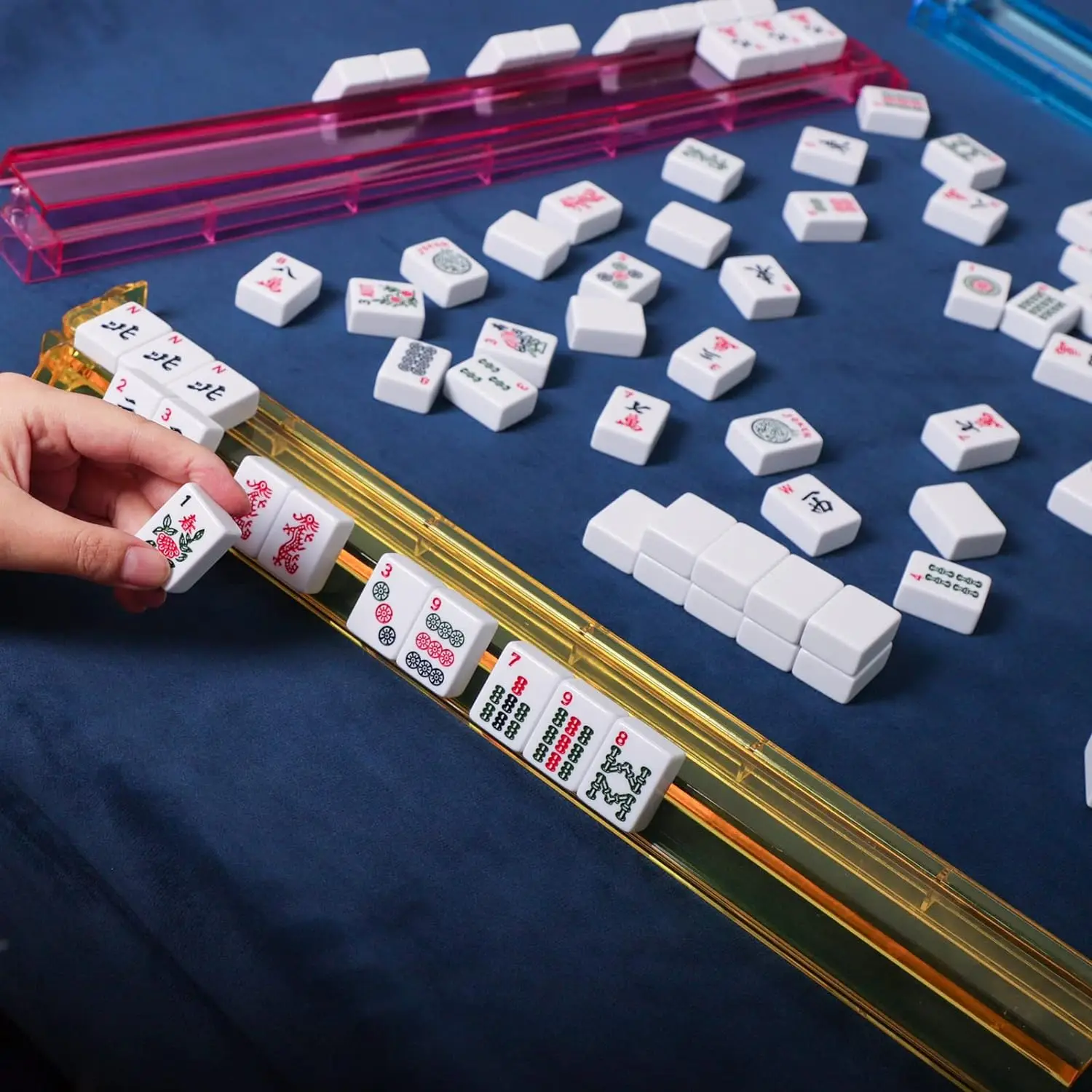 Mahjong Multi-in-one Tile Rack And Putter,Transparent Acrylic Mahjong ...