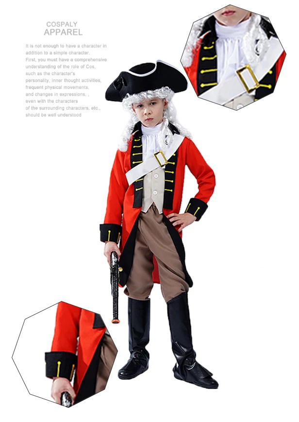 Kid's Classical General Redcoat Outfit for Halloween