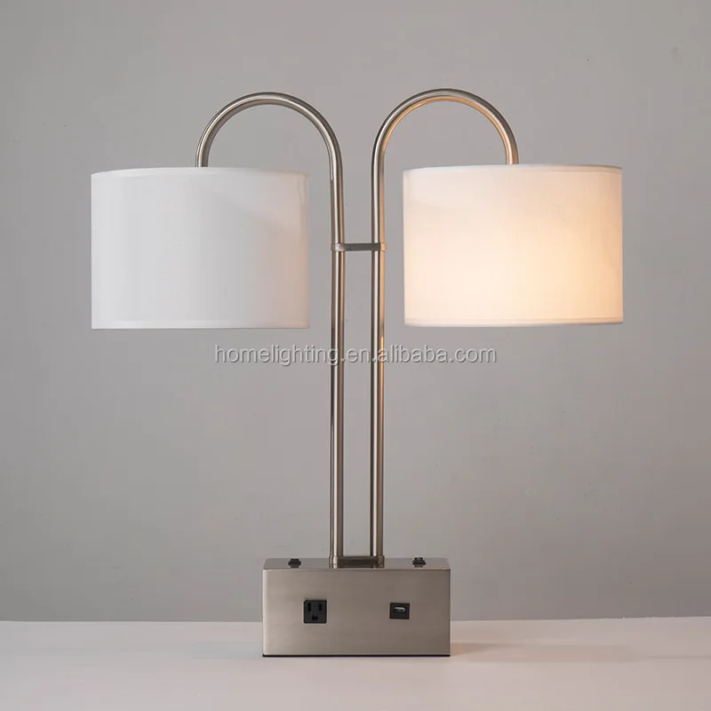 Embassy Suite 2-Light Nightstand Lamp With Usb and Outlet Reception ...