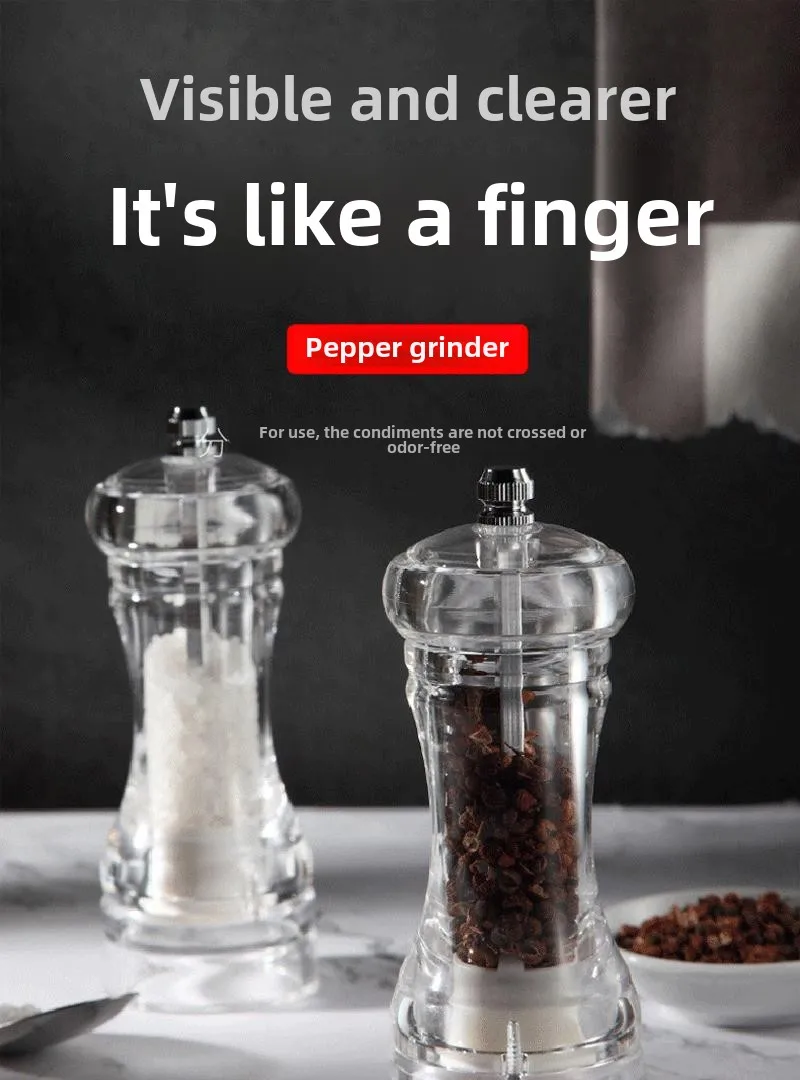 Transparent Acrylic Manual Pepper Grinder Multi-Purpose Ceramic Core ...