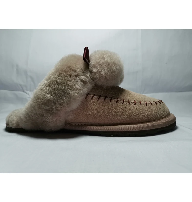 Stylish And Comfortable Toe-covered Plush Cotton Woman Fluffy Slide ...