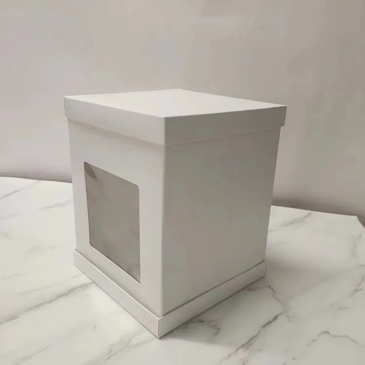 Tall Plain White Square Window Paper Cake Bakery Package Box - Buy 12 ...
