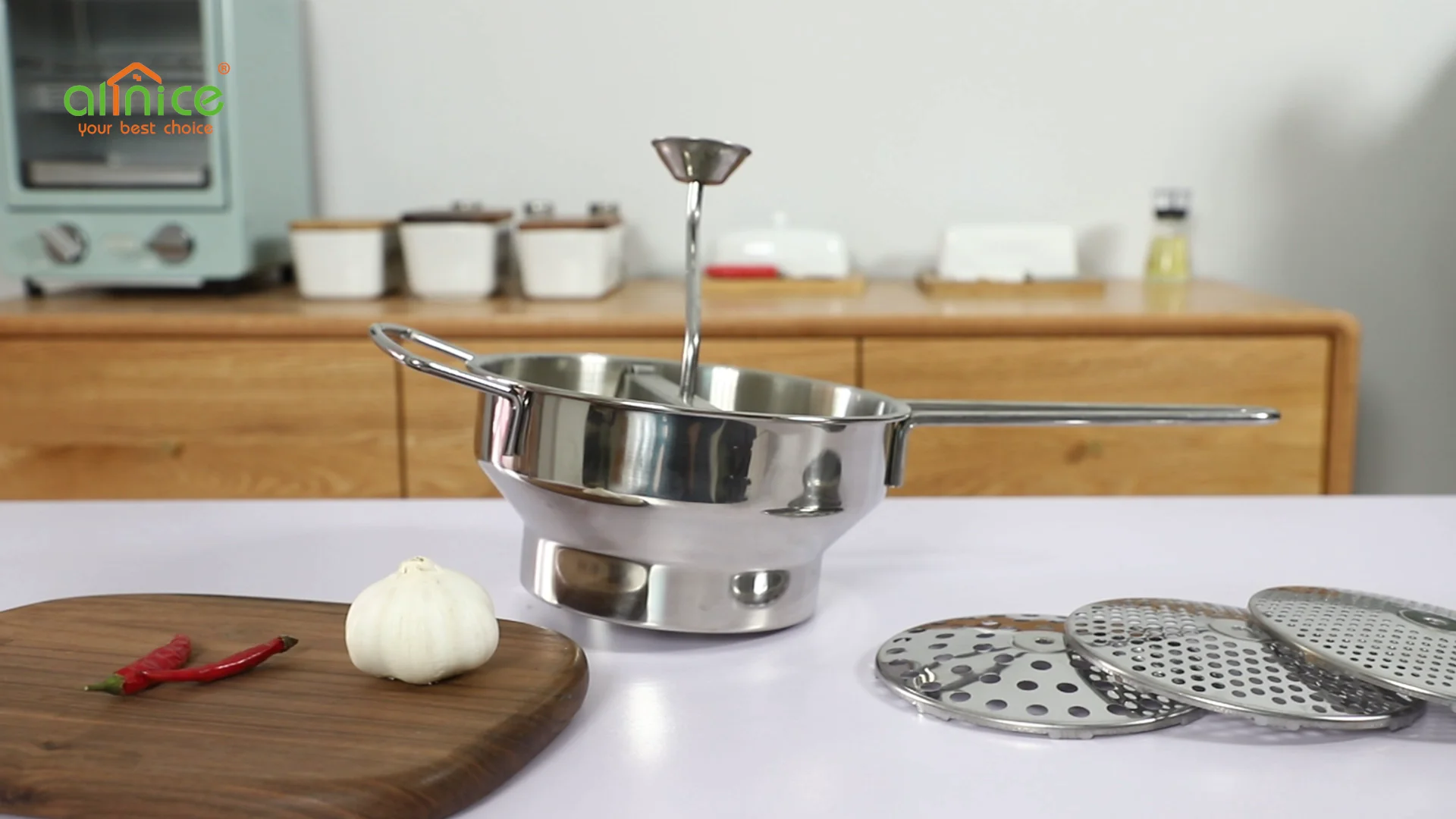 Stainless Steel Hand Operated Vegetable Mill Potato Chopper Food Mill ...