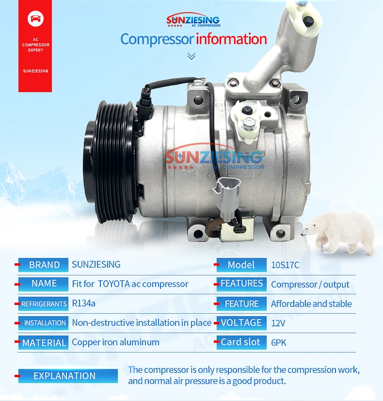 AC Compressor 10S17C for 2004 Toyota Harrier 3.0L - OEM Quality