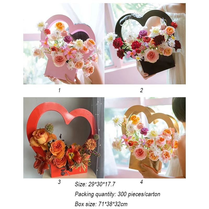 Waterproof Foldable Heart Flower Boxes for Wedding Heart Portable ...